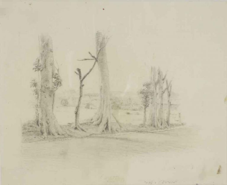 Ramón Frade. “Estudio de paisaje”, s.f., lápiz sobre papel, 7 ¾ x 10 ...